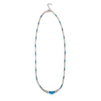 China 925  With Sterling Silver Greek  Unique Pattern  Designs Bule  Opal  Meander Round  Necklace for sale