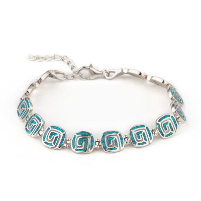 China 925  With Sterling Silver  Quanlity Opal Greek  Emerald Birthstone Infinity Key   Opal  Bracelet for sale