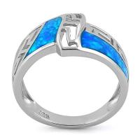 China Opal Greek  Pattern Lab Opal Sapphire Engagement Women  Ring 925  With Sterling Silver For Girls for sale