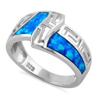 China Opal Greek  Pattern Lab Opal Sapphire Engagement Women  Ring 925  With Sterling Silver For Girls for sale