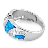 China Opal Greek  Pattern Lab Opal Sapphire Engagement Women  Ring 925  With Sterling Silver For Girls for sale