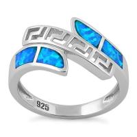 China Opal Greek  Pattern Lab Opal Sapphire Engagement Women  Ring 925  With Sterling Silver For Girls for sale