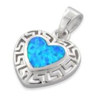 China Retro Style Meander Greek Key Pendant Blue Promise Opal Sterling Silver for sale