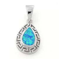 China Retro Style Meander Greek Key Pendant Blue Promise Opal Sterling Silver for sale