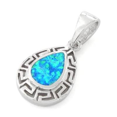 China 925  With Sterling Silver  Opal Greek  Pattern Lab Drop Pendant Fine Jewelry Online For Women for sale