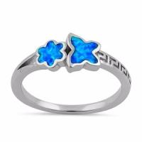 China 925  With Sterling Silver High Quality Blue Opal Greek  White Lab Opal Engagenent Ring For Girls for sale