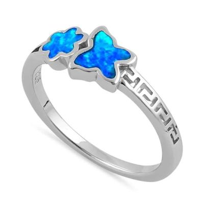 China 925  With Sterling Silver High Quality Blue Opal Greek  White Lab Opal Engagenent Ring For Girls for sale