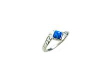 China Sterling Sliver 925 Ancient Greek  Meander Key Modern Fire Rainbow Blue  Opal Engagement Ring for sale