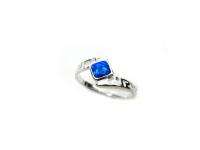 China Sterling Sliver 925 Ancient Greek  Meander Key Modern Fire Rainbow Blue  Opal Engagement Ring for sale