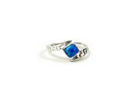 China Sterling Sliver 925 Ancient Greek  Meander Key Modern Fire Rainbow Blue  Opal Engagement Ring for sale