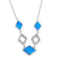 China 925  With Sterling Silver Greek  Bule Opal  Meander Diamond Necklace real Opal Jewelry For Women for sale