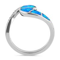 China Sterling Sliver 925 Ancient Greek  Meander Key Modern Wave Design Blue Opal Ring For Women for sale