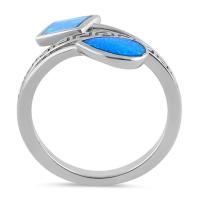 China Sterling Sliver 925 Ancient Greek  Meander Key Modern Wave Design Blue Opal Ring For Women for sale