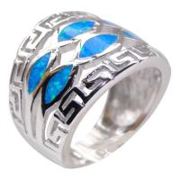 China Blue Fire Opal Greek Mini Design Solid 925 Sterling Silver Ring Sizes Greek Opal Jewelry Inlay for sale