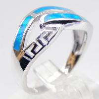 China Sterling Silver Wholesale Jewelry Greek Blue Lab Opal  Wedding Ring Synthetic Opal Jewelry for sale