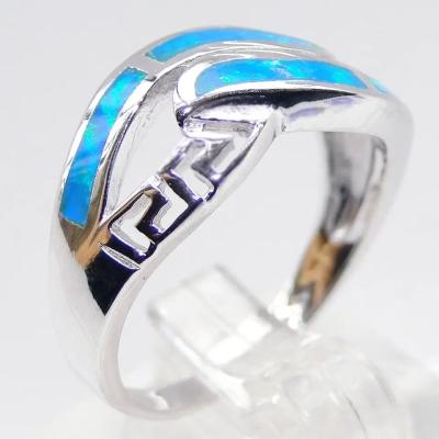 China Sterling Silver Wholesale Jewelry Greek Blue Lab Opal  Wedding Ring Synthetic Opal Jewelry for sale