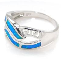 China Sterling Silver Wholesale Jewelry Greek Blue Lab Opal  Wedding Ring Synthetic Opal Jewelry for sale