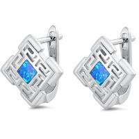 China Wholesale Jewelry  Customization 925 Sterling Silver Blue Opal Greek Key Design Stud Earring for sale
