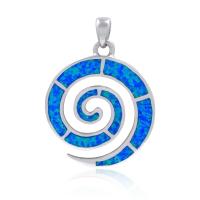 China Retro Style Meander Greek Key Pendant Blue Promise Opal Sterling Silver for sale