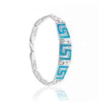 China Natural Vintage Fire Rectangular Greek Blue Opal Bracelet With 925 Sterling Silver for sale