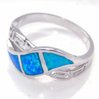 China High Quality Natural Greek Blue Opal Stone Engagement Ring for Gifts With 925 Sterling Silve for sale