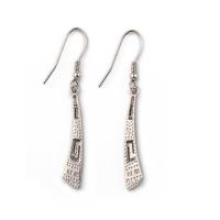 China Retro Greek Key Curvy Silver Blue Fire Opal Dangle Earrings High Quality Jewelry For  Women for sale