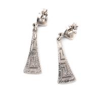 China Retro Greek Key Curvy Silver Blue Fire Opal Dangle Earrings High Quality Jewelry For  Women for sale