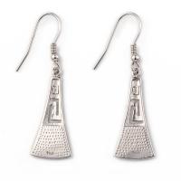 China 925 Sterling Silver Meander Modern Design Retro Blue Opal Greek Key Dangle Earrings Quality Jewelry for sale