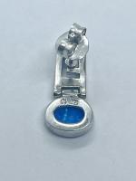 China 925 Sterling Silver Meander Modern Design Retro Blue Opal Greek Key Dangle Earrings Quality Jewelry for sale