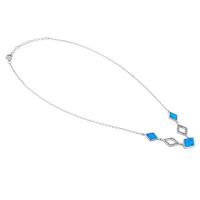China Diamond Stone Engagement Sterling Silver Jewelry , Blue Lab Greek Opal Necklace for sale