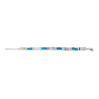 China Natural Vintage Fire Rectangular Greek Blue Opal Bracelet With 925 Sterling Silver for sale