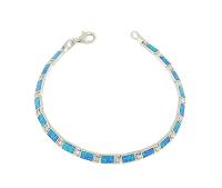 China Natural Vintage Fire Rectangular Greek Blue Opal Bracelet With 925 Sterling Silver for sale