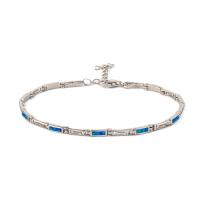 China Natural Vintage Fire Rectangular Greek Blue Opal Bracelet With 925 Sterling Silver for sale