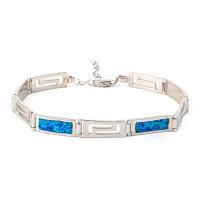 China Natural Vintage Fire Rectangular Greek Blue Opal Bracelet With 925 Sterling Silver for sale