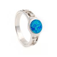 China Retro Fret Or Greek Key Design Square Opal Ring For Women for sale