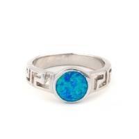 China Retro Fret Or Greek Key Design Square Opal Ring For Women for sale