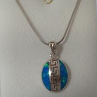 China Key Design Meandros Opal Pendant Necklace With 925 Sterling Silver for sale