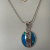 China Key Design Meandros Opal Pendant Necklace With 925 Sterling Silver for sale