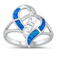China 925 Sterling Silver Greek Design Jewelry , Blue Opal Meandros Engagement Wedding Ring for sale