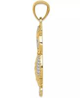 China Textured Owl Charm Bead Pendant in 14K Gold with Rhodium Plating For Women for sale