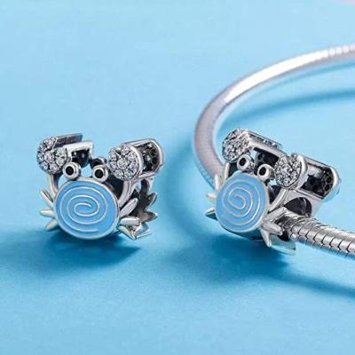 China Blue Mermaid Tail & Shell Pearl Charm 925 Sterling Silver Ocean Charm Beads for Bracelet & Necklace for sale