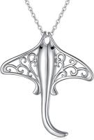 China High Polish 925 Sterling Silver Jumping Sea Bass Fish Sea Life Charm Pendant Necklace for sale