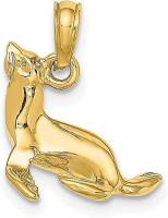 China 14k Yellow Gold 3 D Seal Charm Necklace Pendant Fish Sea Life Fine Jewelry For Women Gifts For Her for sale