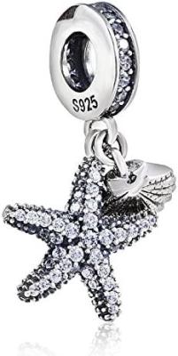 China Tropical Starfish & Sea Shell Hanging Charm - 925 Sterling Silver Beads - European Style Bead Charm Bracelet for sale