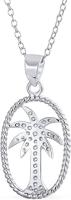 China Silver Smile - Solid Sterling Silver Beautiful Tropical Palm Tree Pendant Necklace, with 17.5inch Anchor Chain for Women for sale