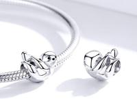 China Bracelets BISAER 925 Sterling Silver Charms Cat Dog Sloth Butterfly Fairy Heart Dangle for sale