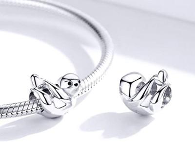 China Bracelets BISAER 925 Sterling Silver Charms Cat Dog Sloth Butterfly Fairy Heart Dangle for sale