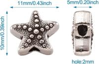 China 50Pcs Antique Silver Starfish Animal Spacer Beads Tibetan Metal Ocean Sea Life 10x11mm for sale