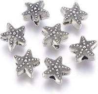 China 50Pcs Antique Silver Starfish Animal Spacer Beads Tibetan Metal Ocean Sea Life 10x11mm for sale