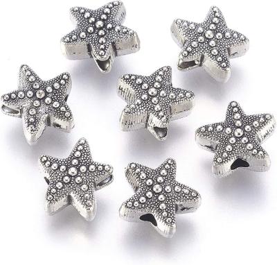 China 50Pcs Antique Silver Starfish Animal Spacer Beads Tibetan Metal Ocean Sea Life 10x11mm for sale